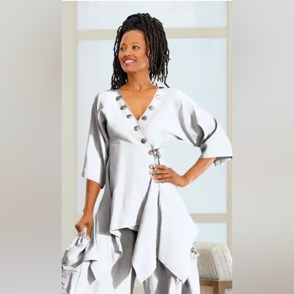 Ashro | Tops | Ashro Bailey Linen Assymetrical Tunic White Size 6 ...